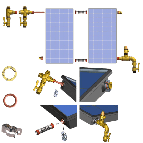 PVT Panels Piping Connection Kit 1 to 10 Panels — Hydro Solar ...